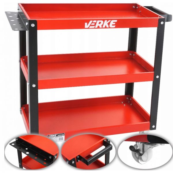Raft metalic mobil pentru scule atelier 3 rafturi 70x74mm VERKE V33120 ...
